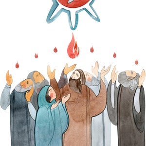 Watercolor Hand Drawn Illustration Pentecost, Digital Download ...