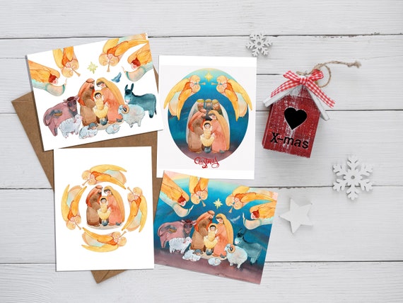 A Set of Christmas Nativity Cards Prints Digital Download | Etsy