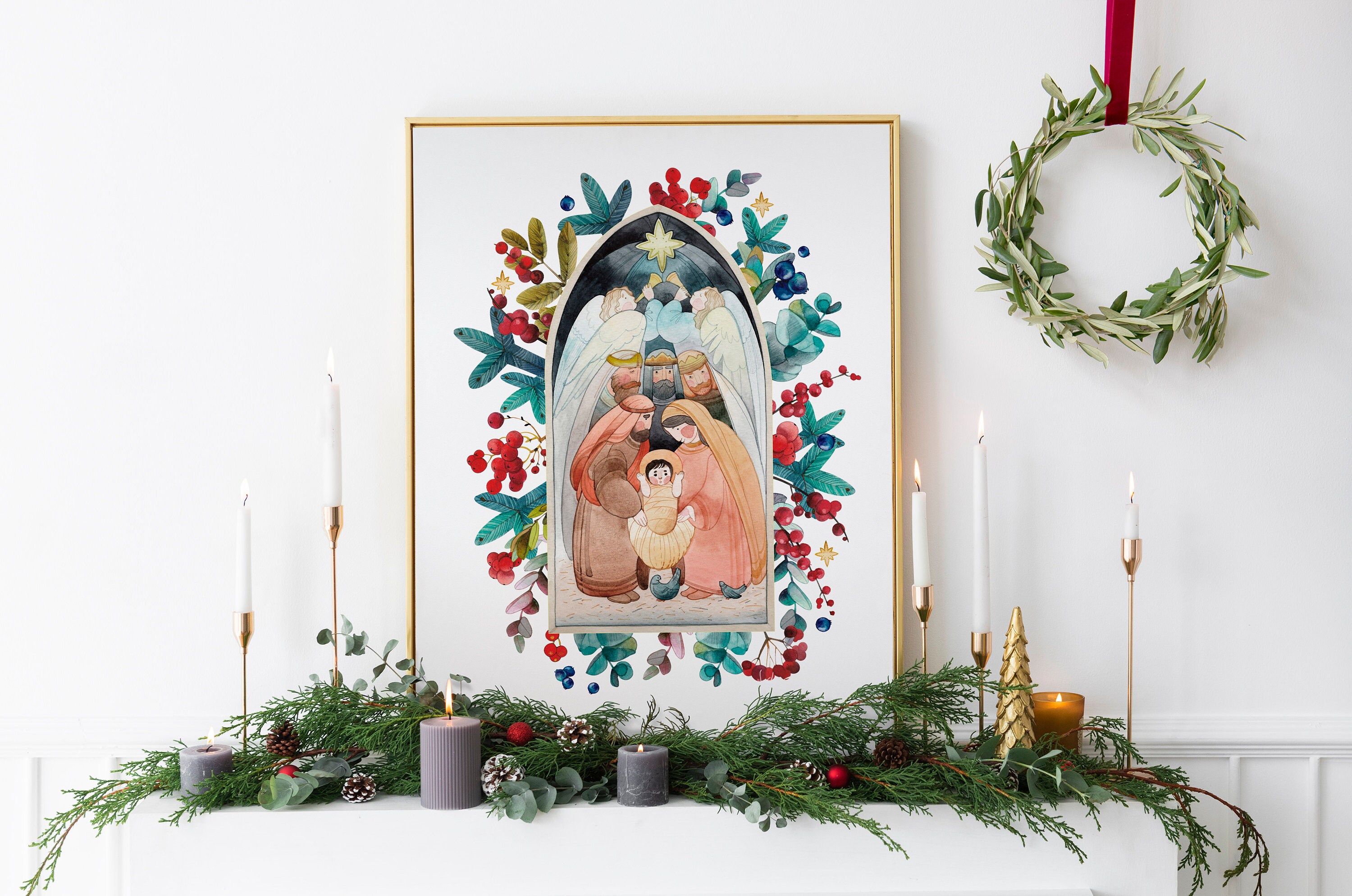 Christmas Nativity Scene Christian Card Poster Print: - Etsy