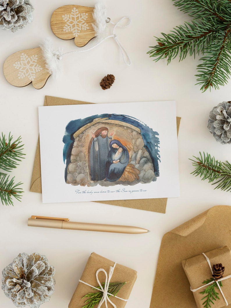 Christmas Nativity Scene, Christian Card, Poster, Print: Digital ...