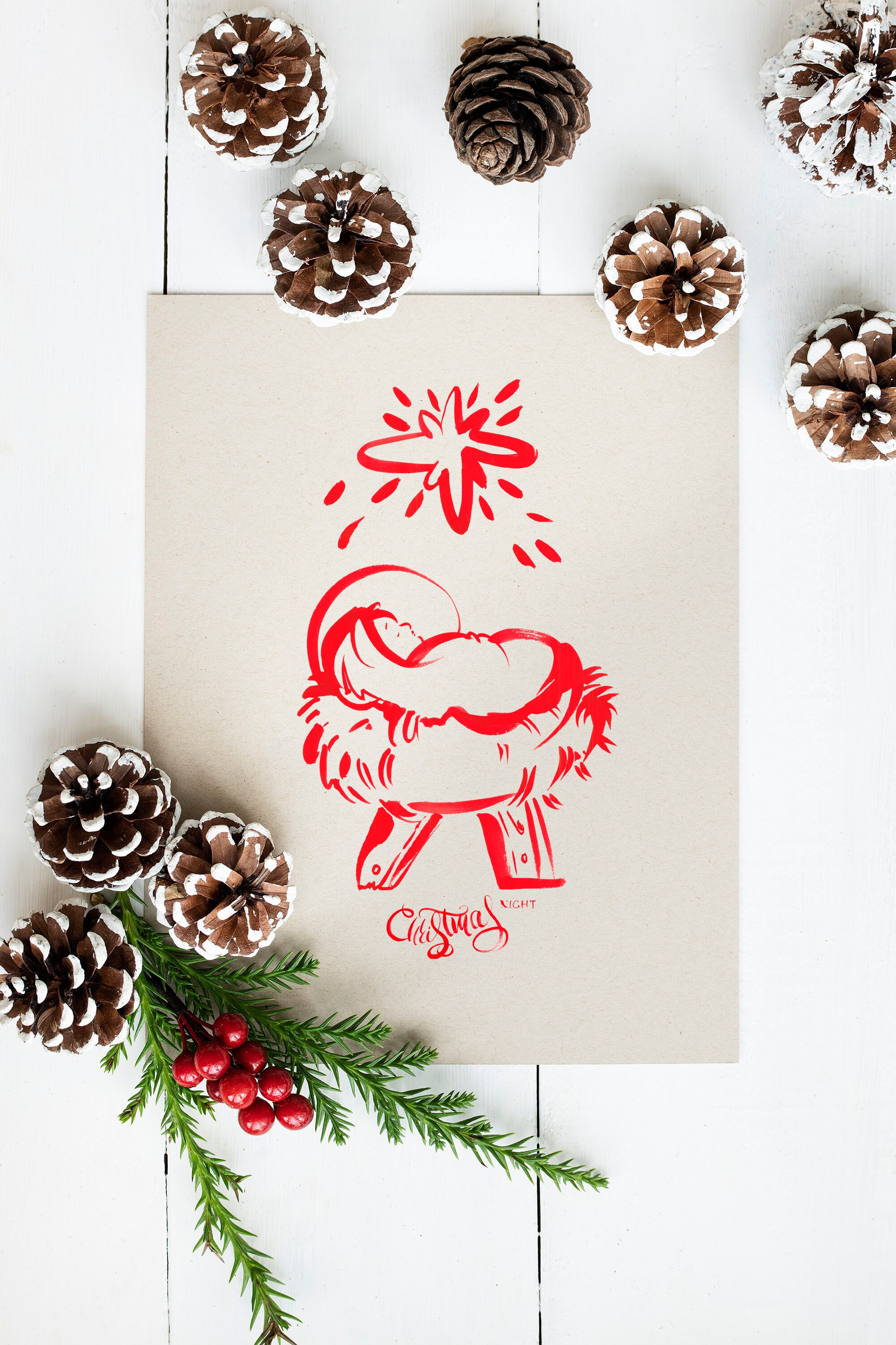 Christmas Nativity Scene, Christian Card, Poster, Print: Digital ...