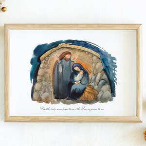 Christmas Nativity Scene, Christian Card, Poster, Print: Digital ...