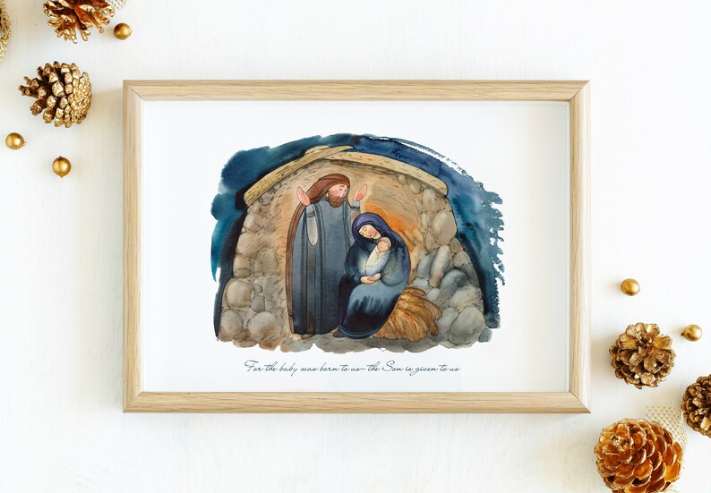 Christmas Nativity Scene, Christian Card, Poster, Print: Digital ...