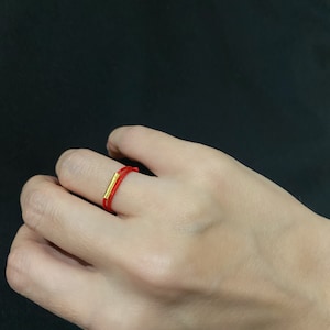 Handmade 18K Gold Plated Red Silk String Ring | Unique Design ...