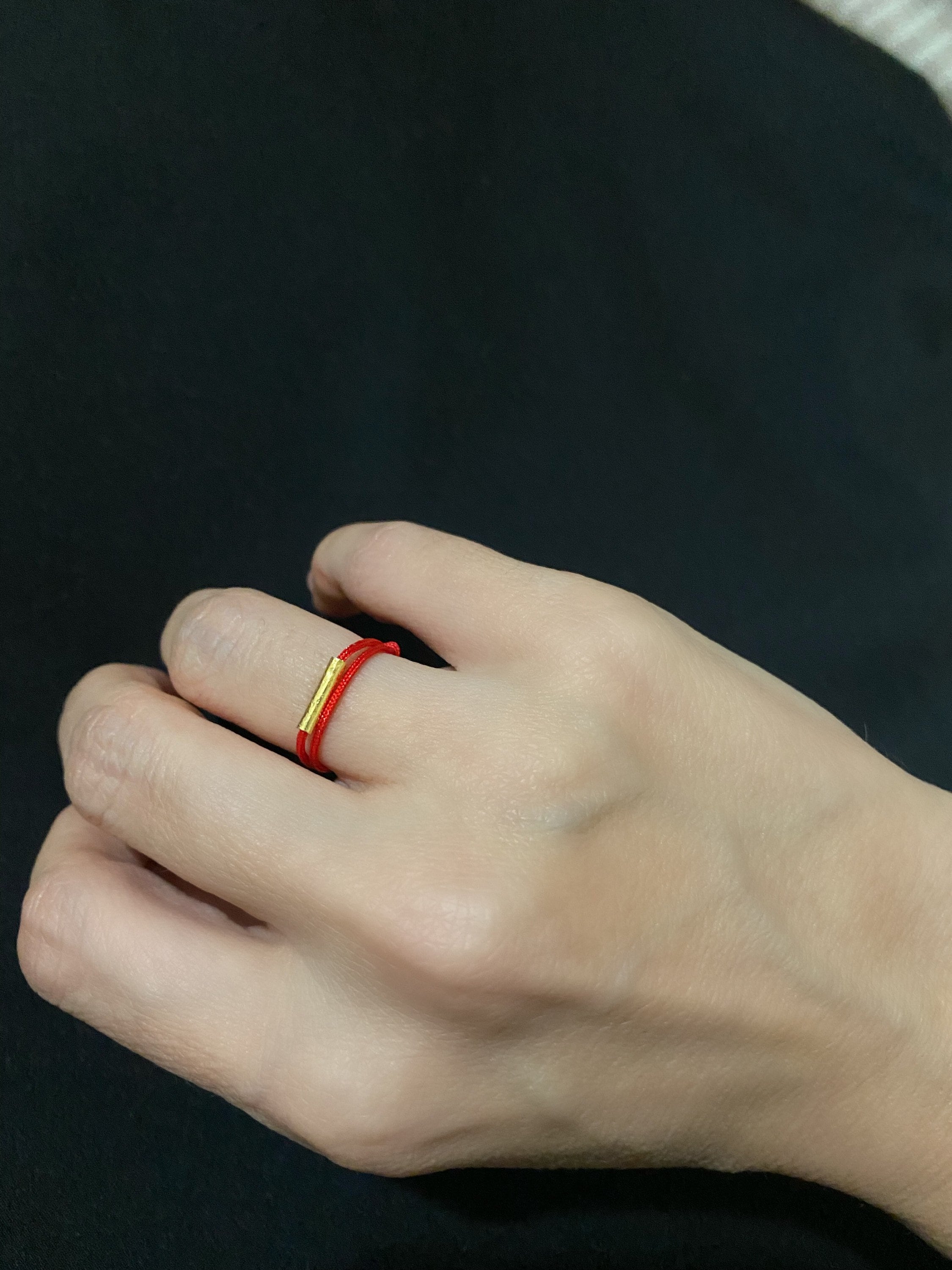 Handmade 18K Gold Plated Red Silk String Ring | Unique Design ...
