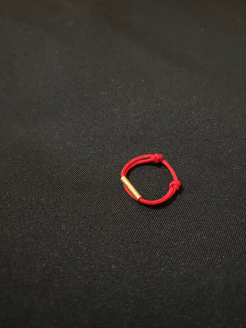 Handmade 18K Gold Plated Red Silk String Ring | Unique Design ...
