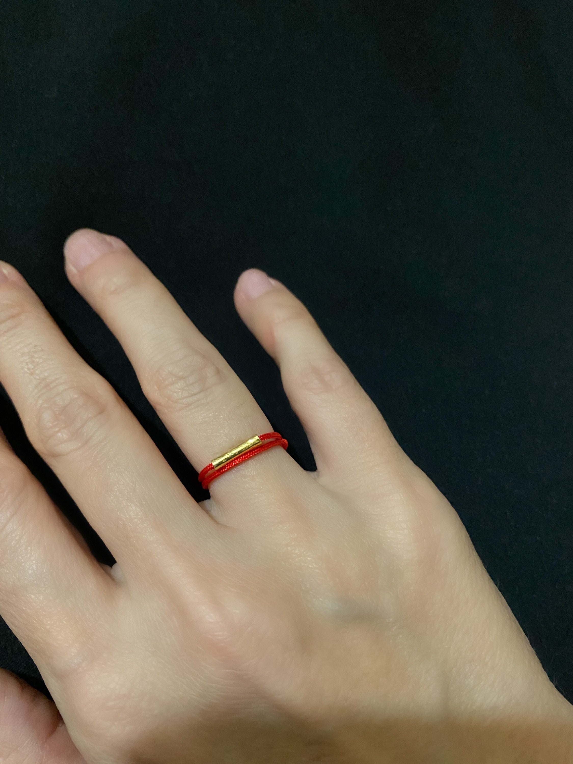 Handmade 18K Gold Plated Red Silk String Ring | Unique Design ...