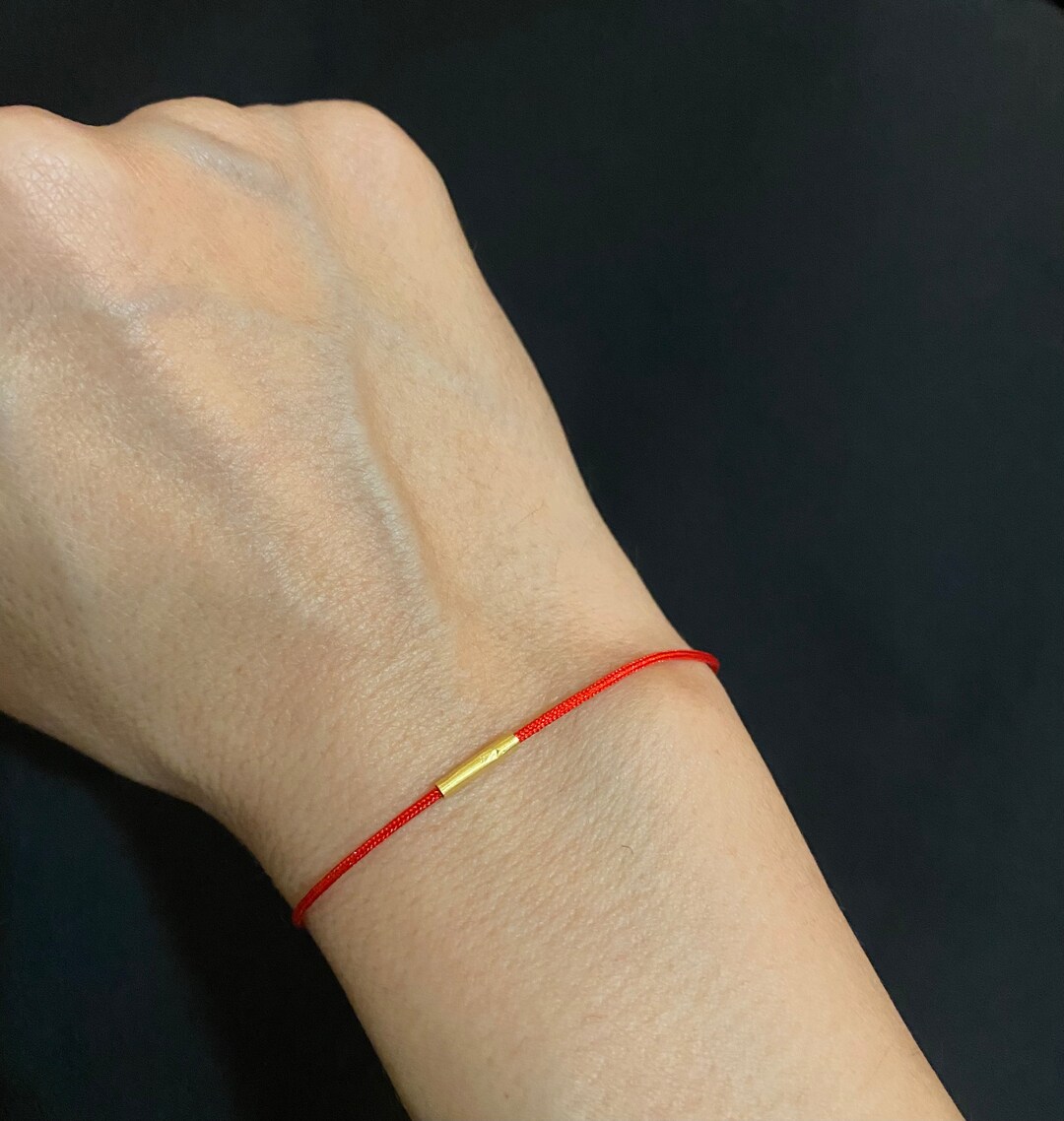 18K Vergoldetes Unikat Design Rote Seide String Armband ...