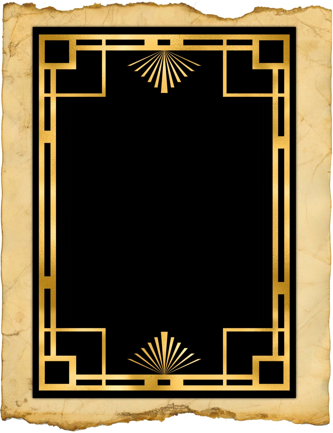 Gold Art Deco Frame Prints on Black Background Art Deco - Etsy