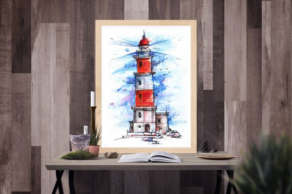 Lighthouse Wall Art Lighthouse Print Lighthouse Art Ocean - Etsy