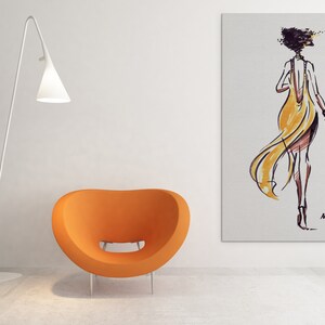 Woman in Yellow Print, Female Shape Art, Woman Illustration, Female ...
