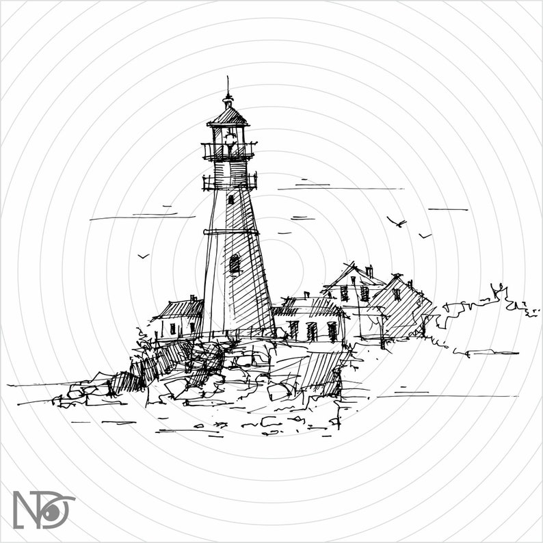 Lighthouse Svg, Seacoast Clipart, Beach Nautical, Lighthouse Silhouette ...