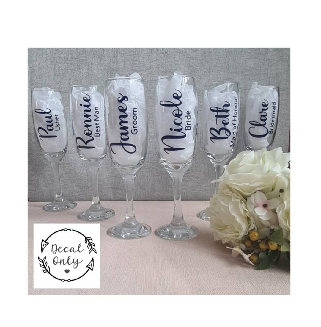 Vinyl Champagne Flute Labels, Personalised Vinyl DIY Decals for ...