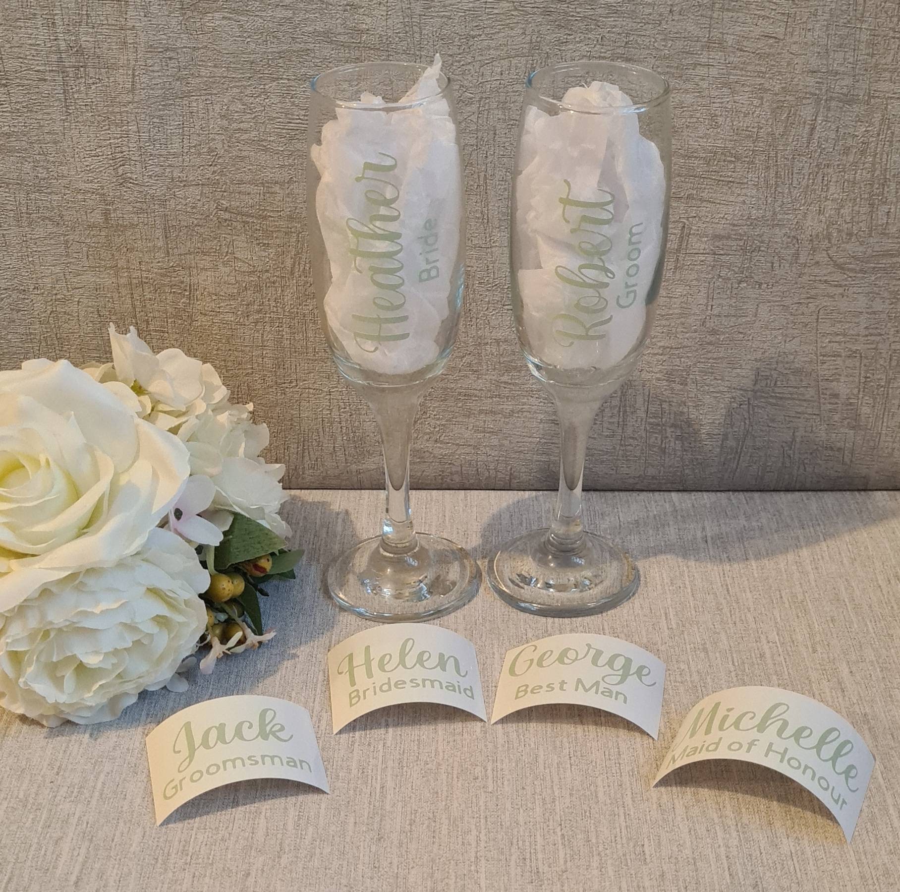 Vinyl Champagne Flute Labels Personalised Vinyl DIY Decals - Etsy
