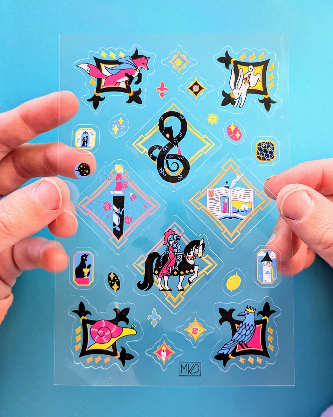 Holographic Gold Medieval Stickers | CMYK Clear Sticker Sheet for ...