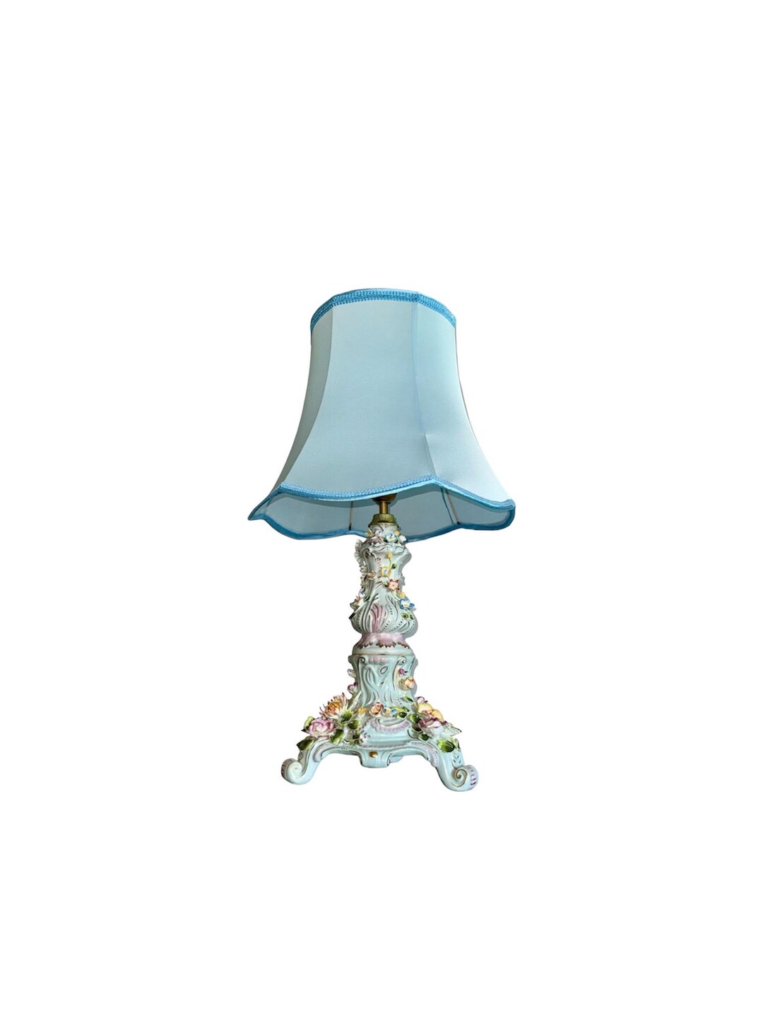 Meissen Style Rococo Porcelain Table Lamp / Meissen / Light Blue Lamp ...