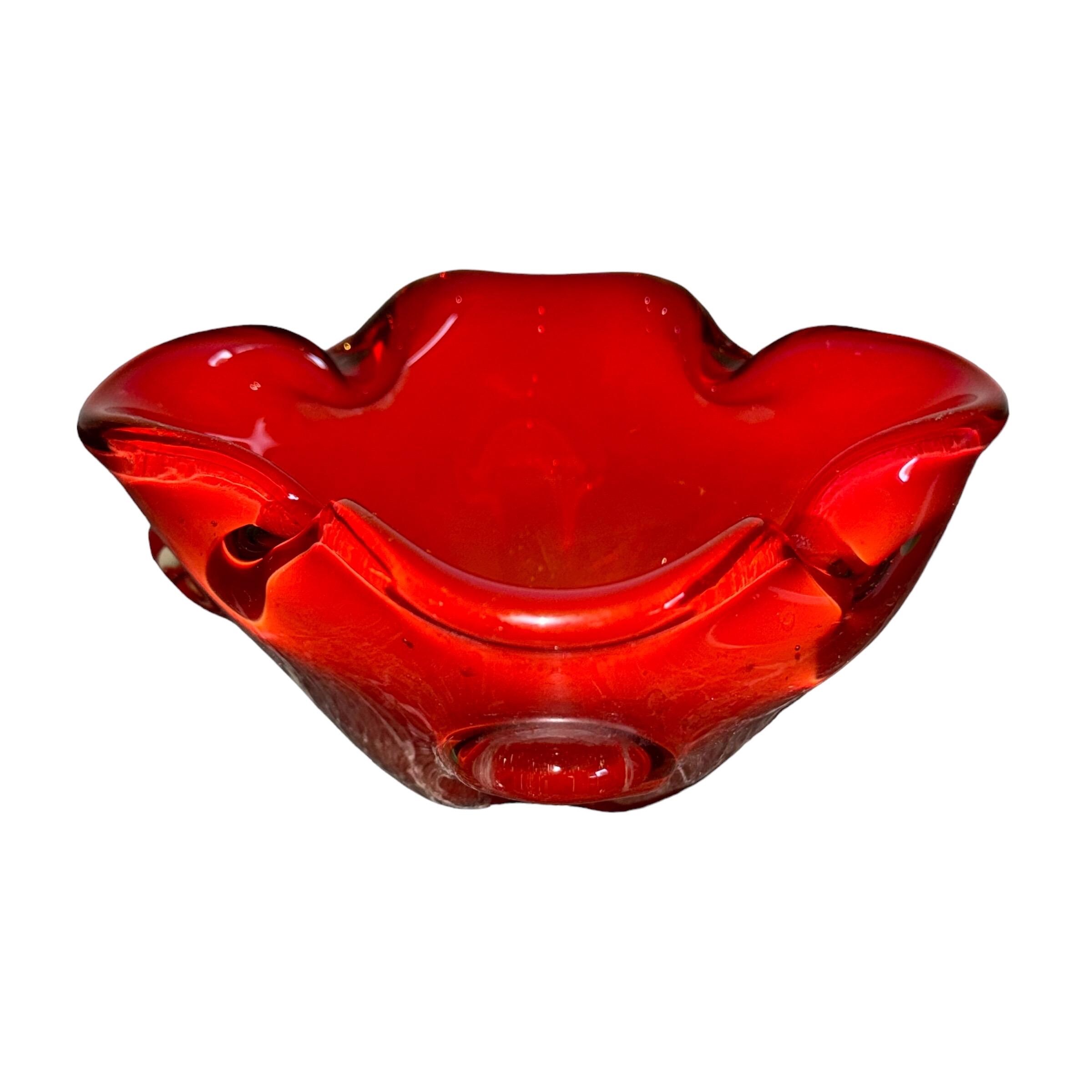 Red Murano Glass Bowl Murano Glass Handmade Murano Red Murano