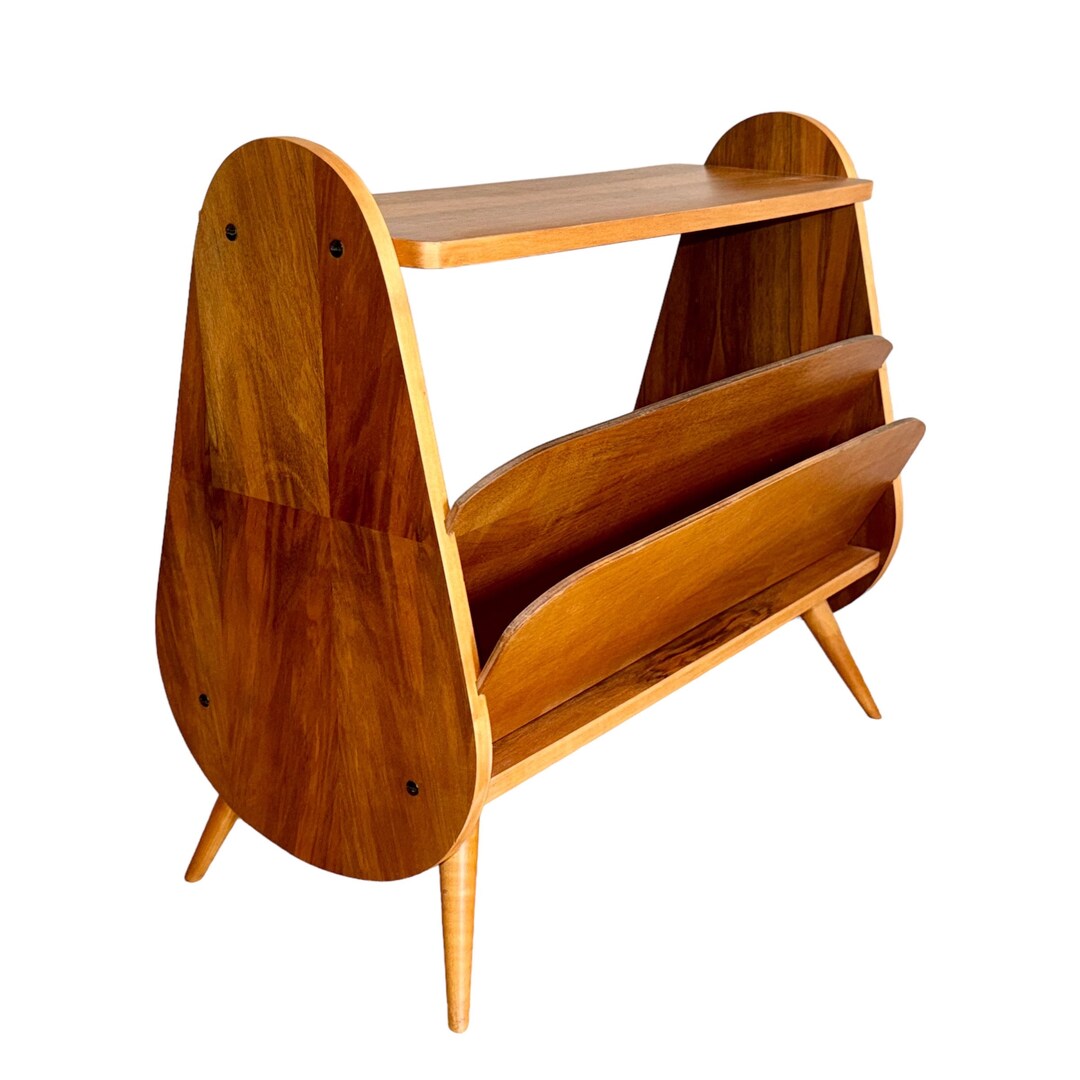 Midcentury Modern Side Table Magazine Rack 50s - Etsy