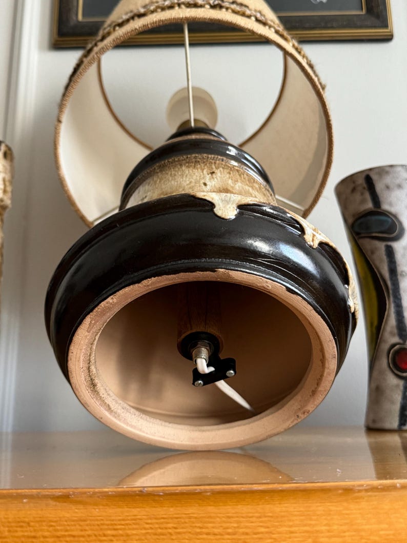 West German Pottery Brutalist Table Lamp, Germany Circa 1970 / Fat Lava ...