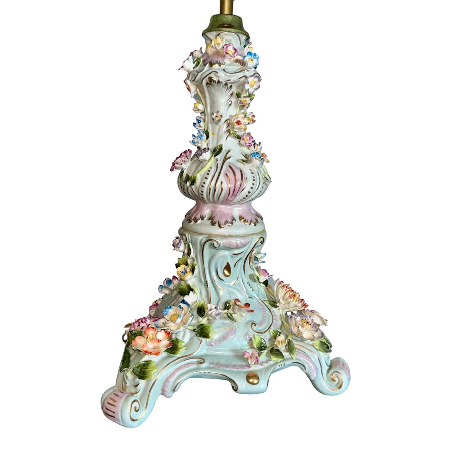 Meissen Style Rococo Porcelain Table Lamp / Meissen / Light Blue Lamp ...