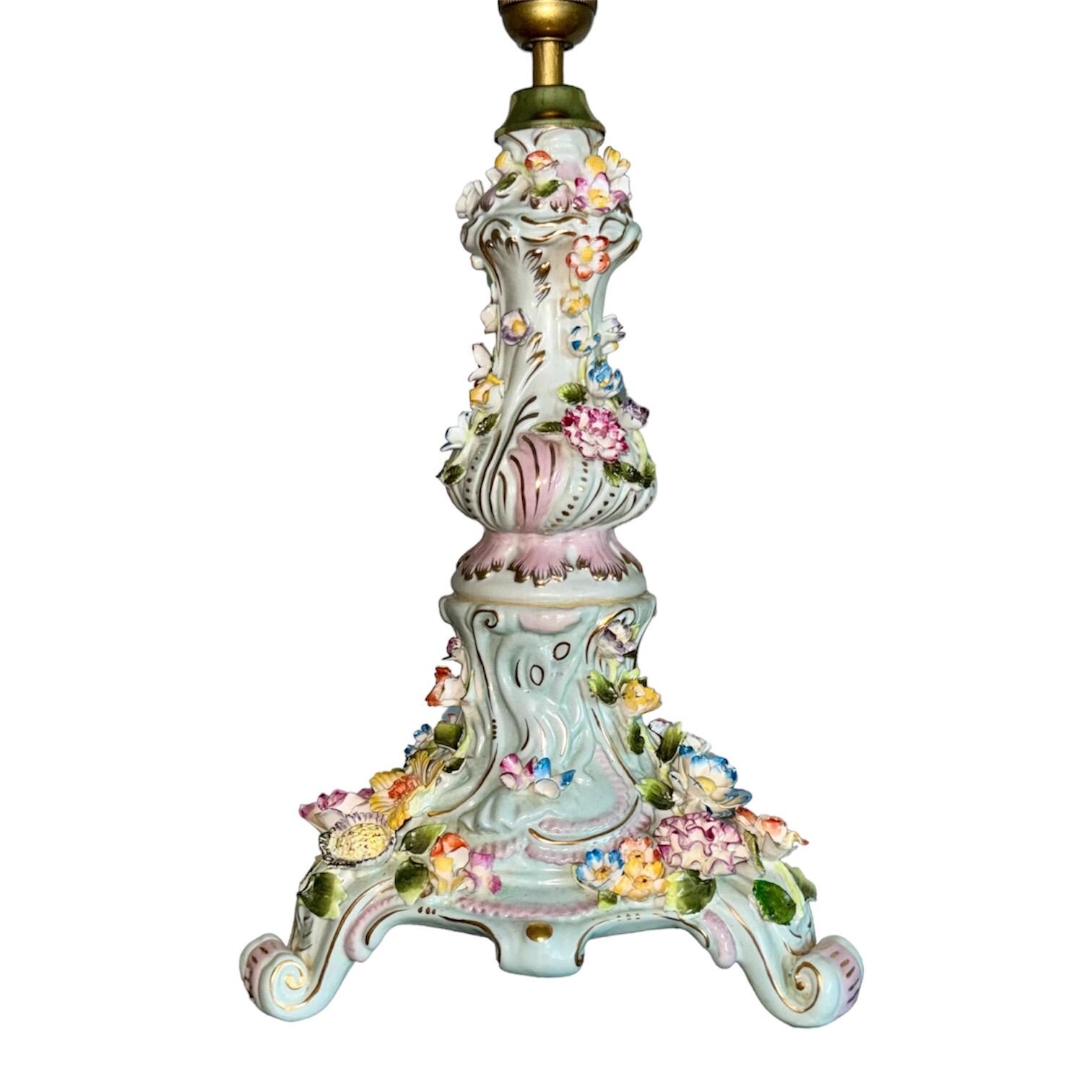 Meissen Style Rococo Porcelain Table Lamp / Meissen / Light Blue Lamp ...