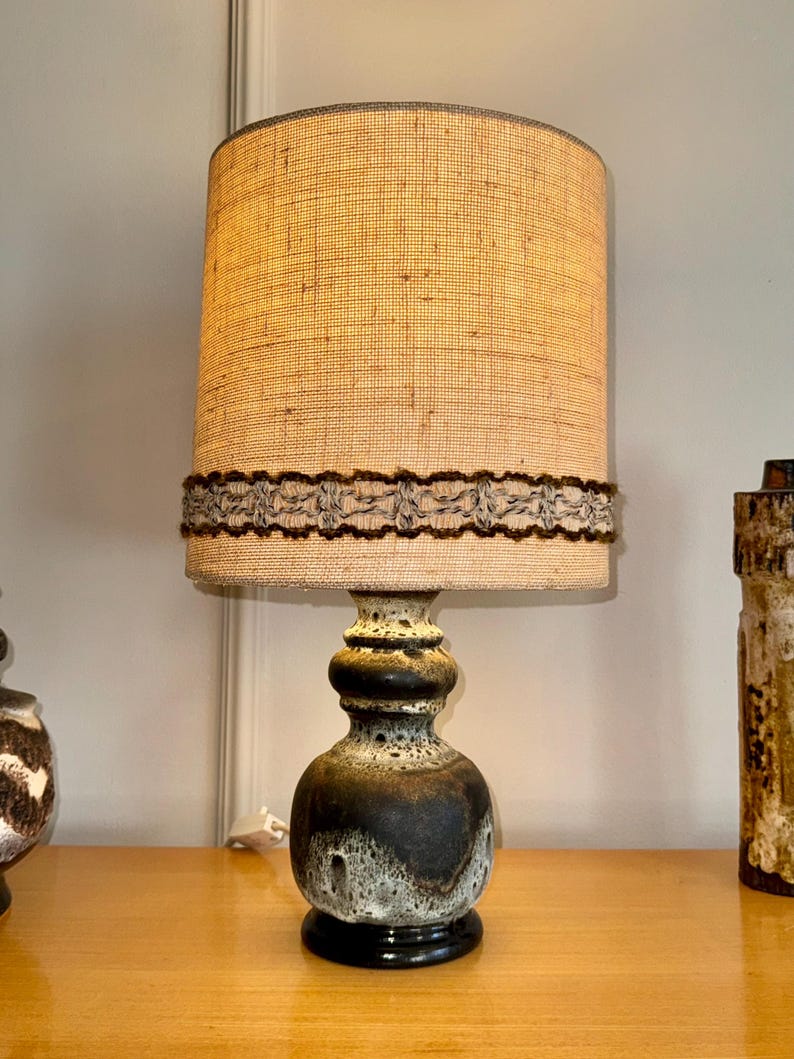 West German Pottery Brutalist Table Lamp, Germany Circa 1970 / Fat Lava ...
