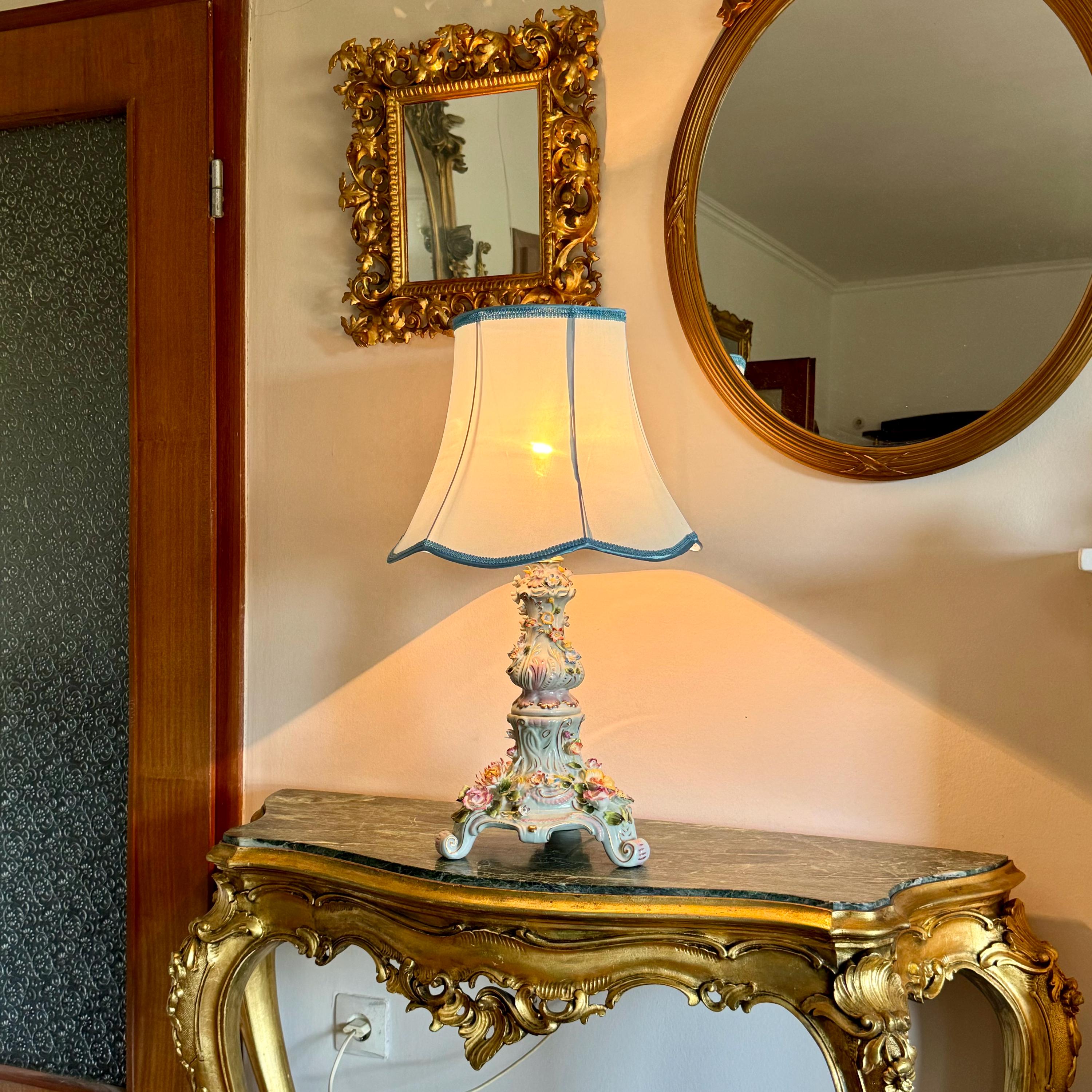 Meissen Style Rococo Porcelain Table Lamp / Meissen / Light Blue Lamp ...