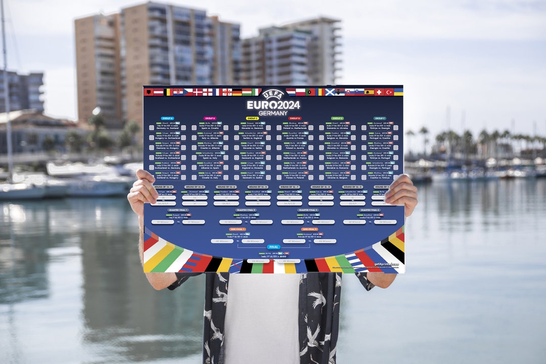 Euro 2024 Wall Planner Chart Match Plan With TV Schedule and UK Times ...