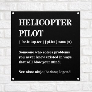 Funny HELICOPTER PILOT Gift Metal Sign for Men and Women, for Birthday ...