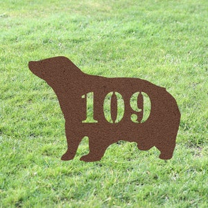 Honey Badger House Number Sign Yard Address Plaque Garden Lawn Stake ...