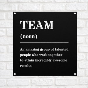 Team Definition Sign Metal Plaque, Personalized Corporate Gift ...