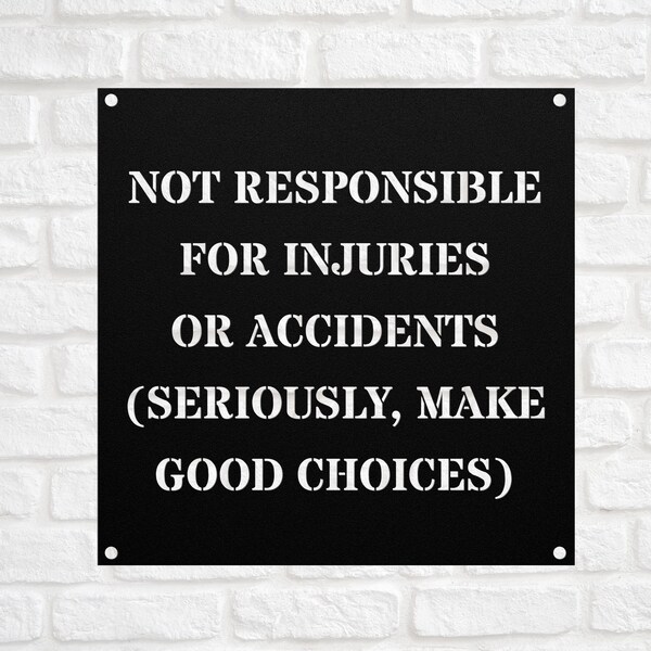 Not Responsible Sign - Etsy