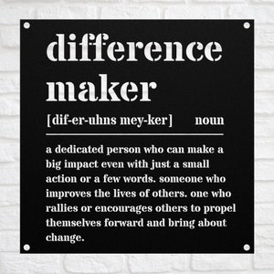 Difference Maker Definition Sign, Minimal Metal Sign, Gift for Sister ...