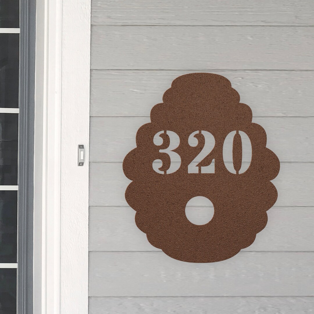 Personalized Bee Hive Address House Number Sign Garden Bee Honey Metal ...