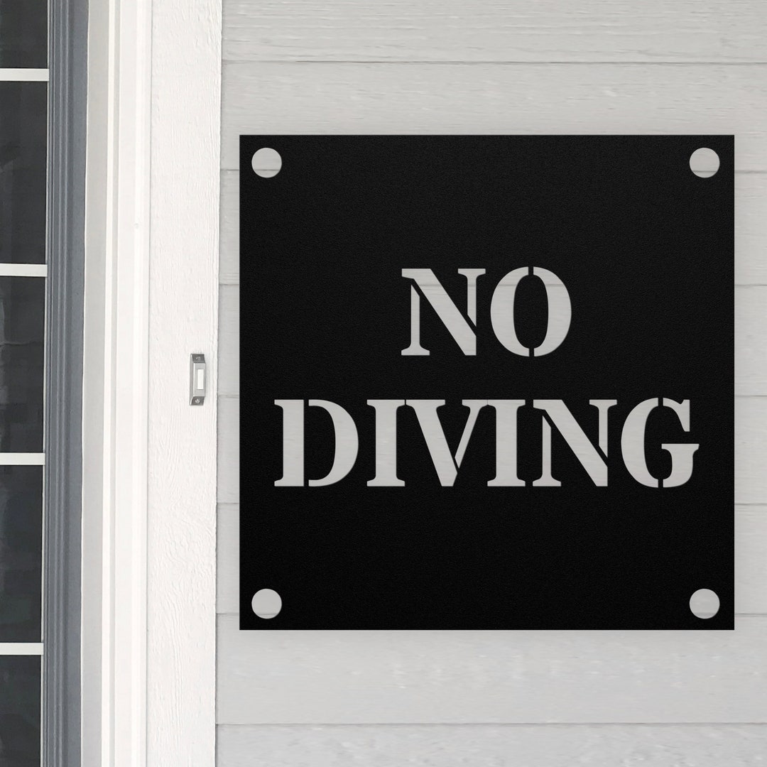 No Diving Sign, Funny Swimming Pool Rustic Custom Metal Sign, Street ...
