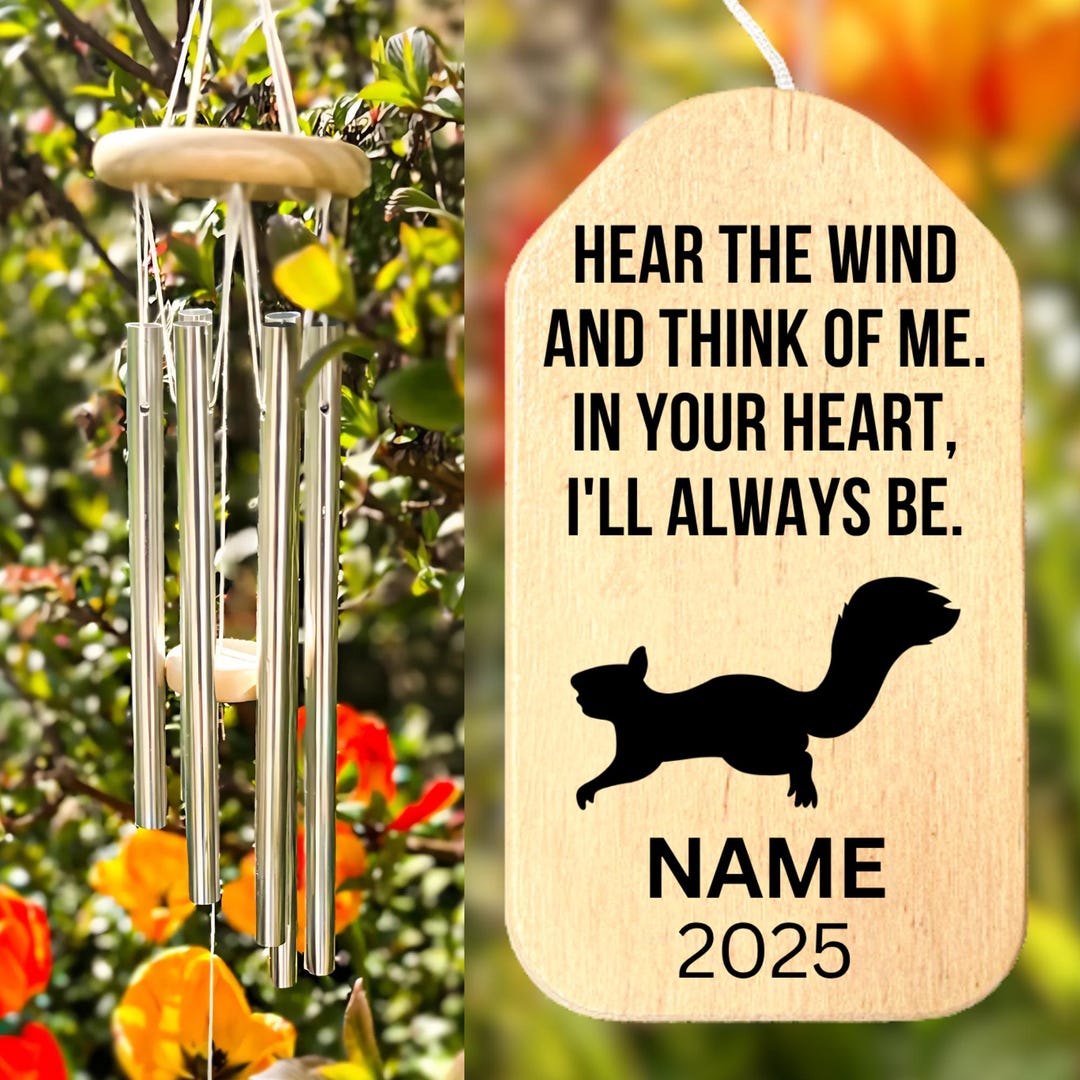 Squirrel Wind Chime Squirrel Memorial Gift Squirrel Loss Gift Sympathy ...