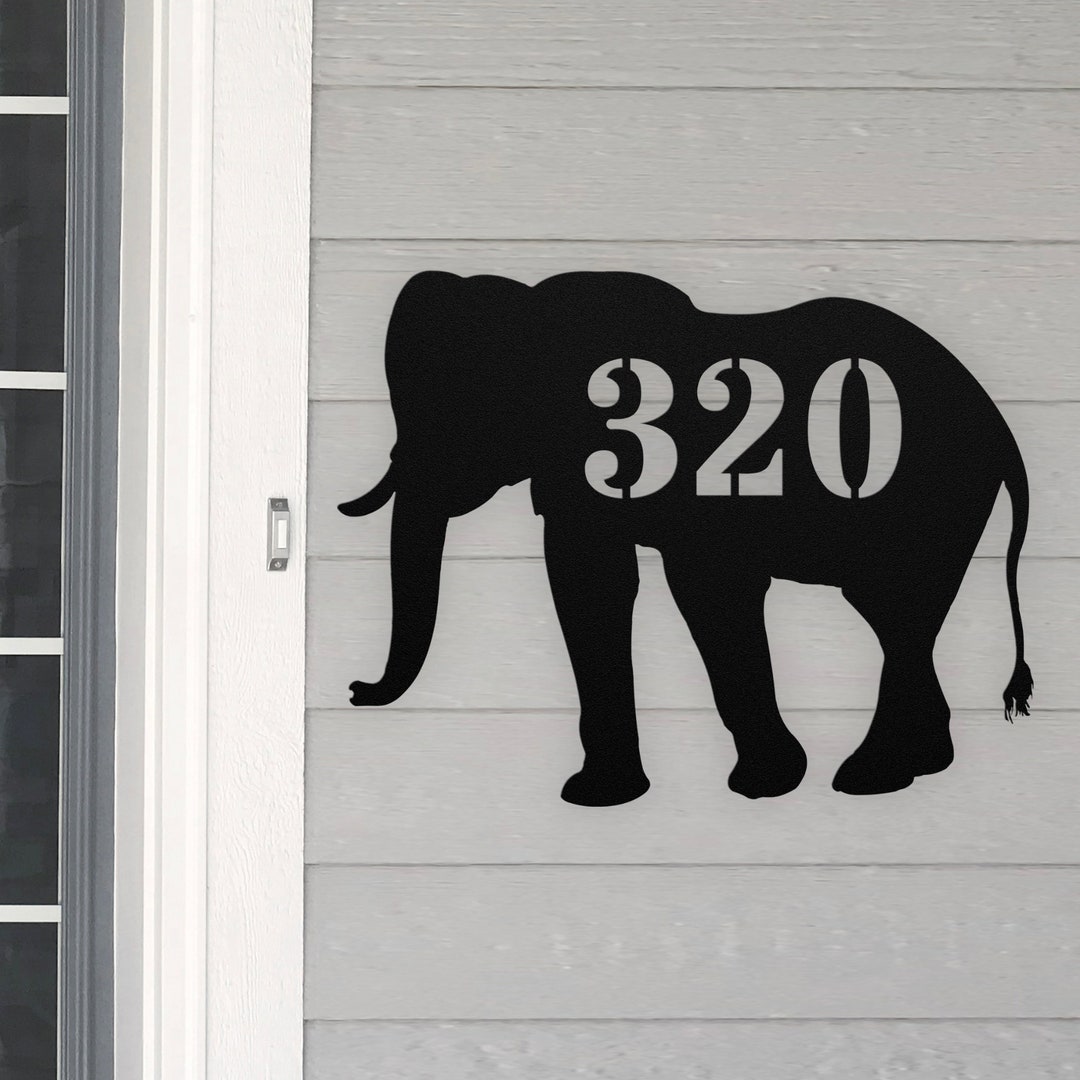 Personalized Elephant Address House Number Sign Metal Wall Art, Custom ...