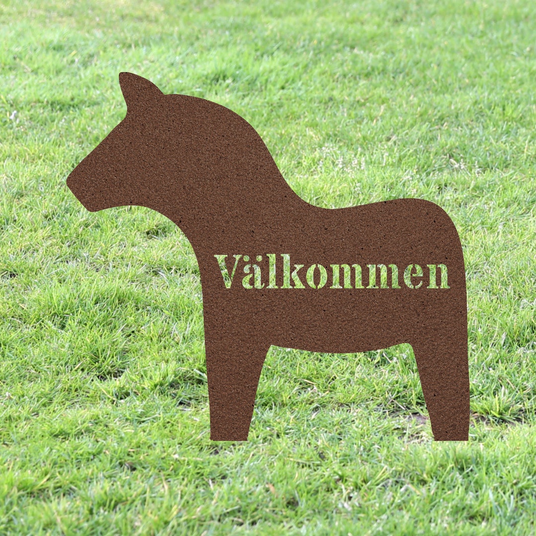 Dala Horse Valkommen Yard Stake Sign Swedish Welcome Sign, Dala Horse ...