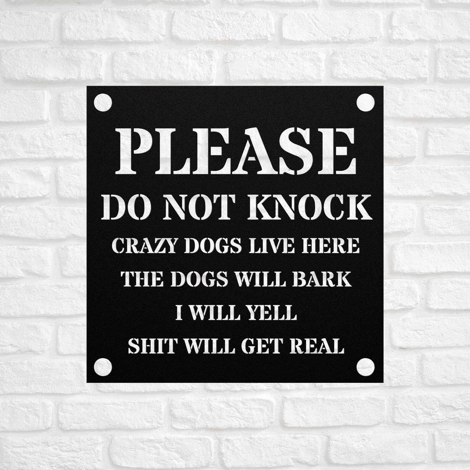 Don't Knock Dog Sign, Please Do Not Knock Crazy Dogs Live Here, Funny ...