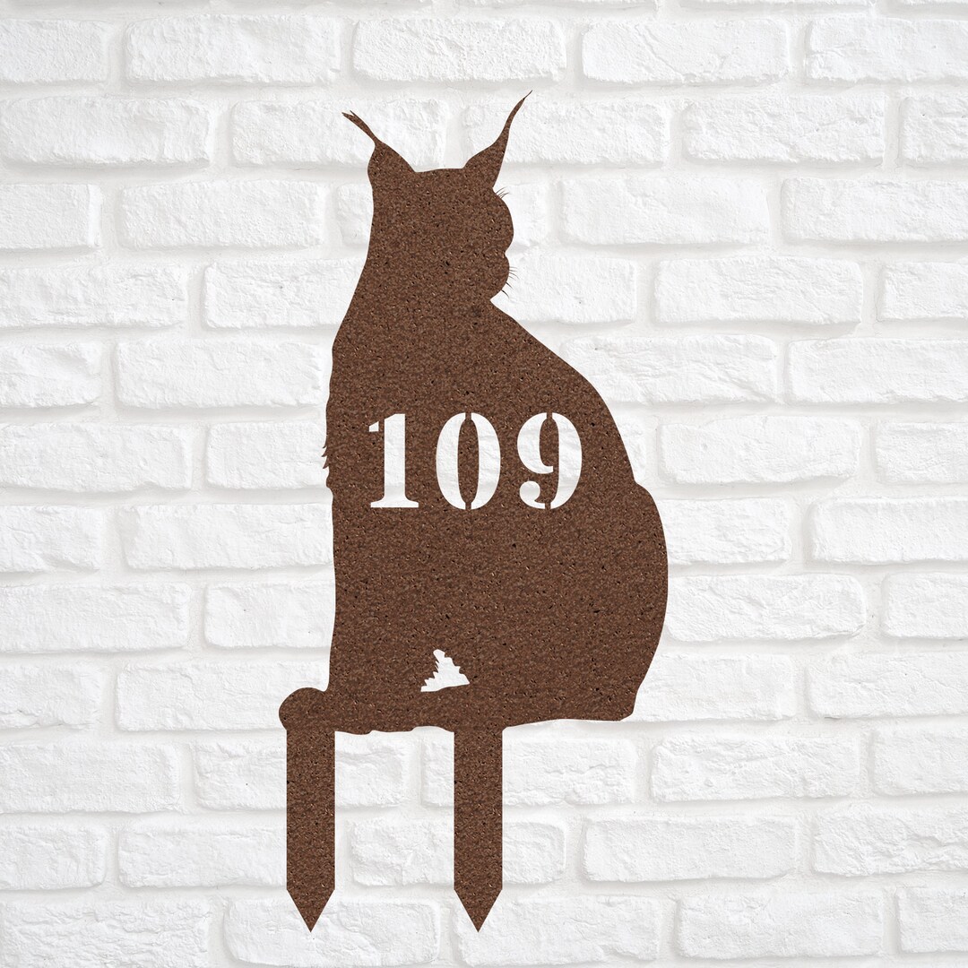 Bobcat House Number Sign Yard Address Plaque Garden Lawn Stake Metal ...