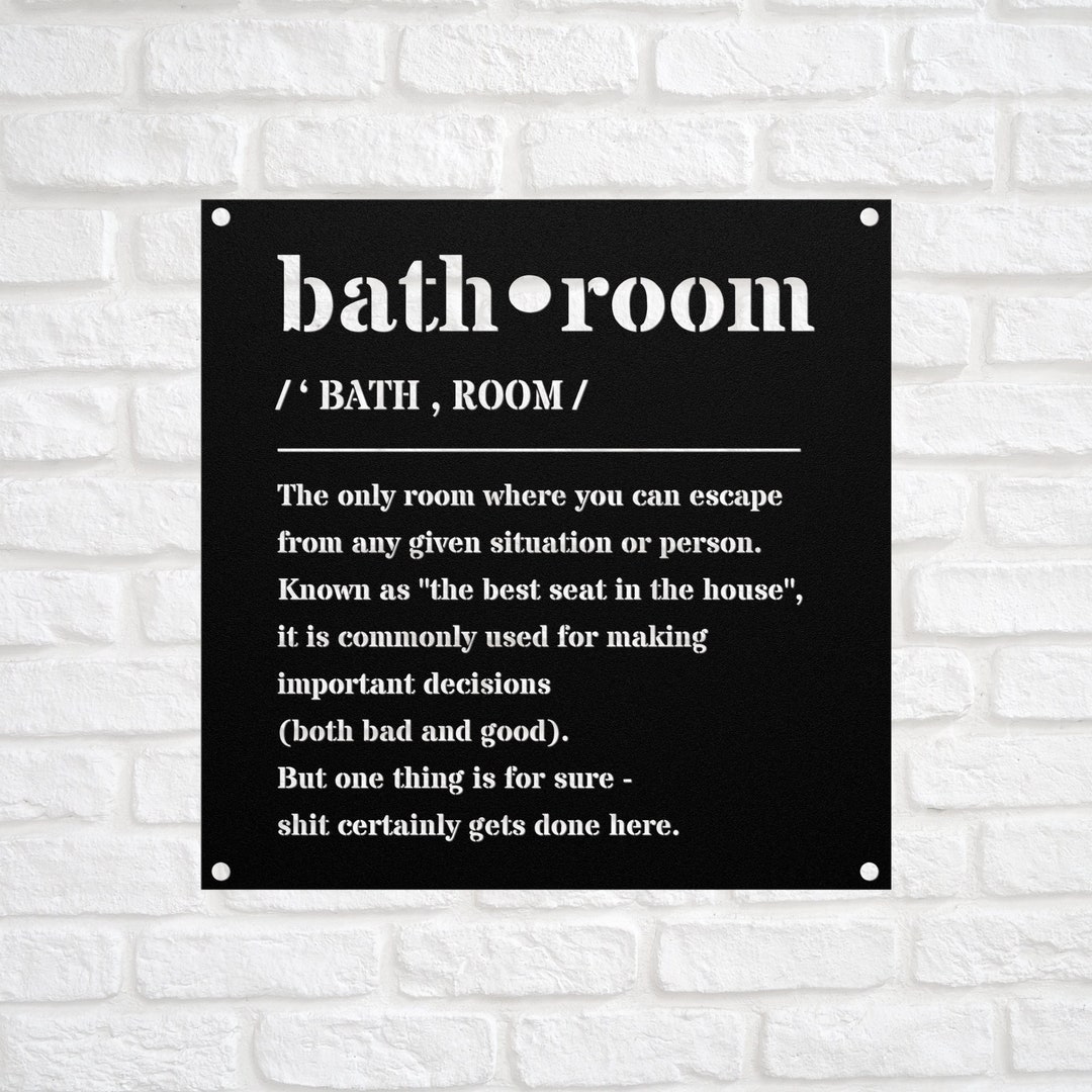 Bathroom Definition Sign Metal Plaque Wall Art, Bathroom Wall Art, Home ...