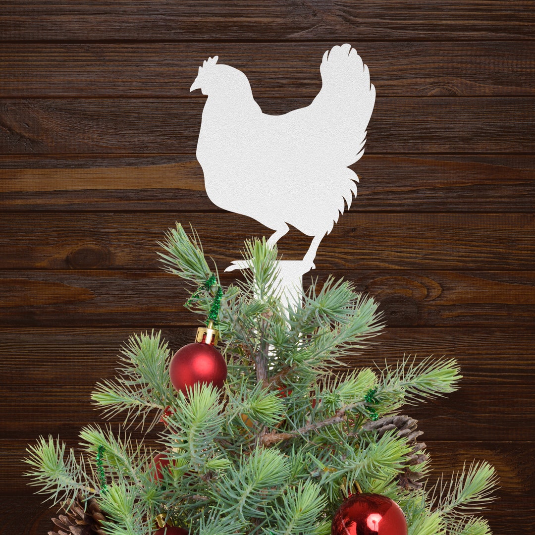 Farmhouse Tree Topper - Chicken Tree Topper White Metal Tree Topper - Etsy
