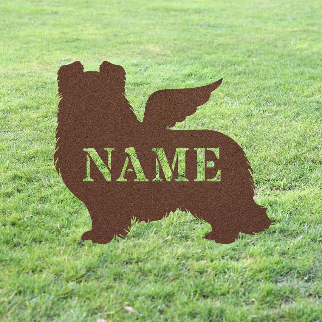 Shetland Sheepdog Angel Wings Copper Garden Statue Stake, Custom ...