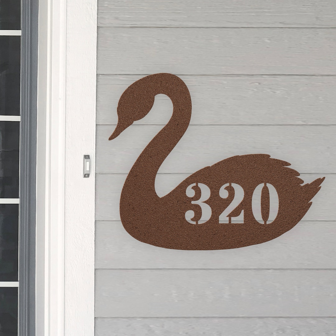 Personalized Swan Address House Number Sign Metal Wall Art, Custom ...