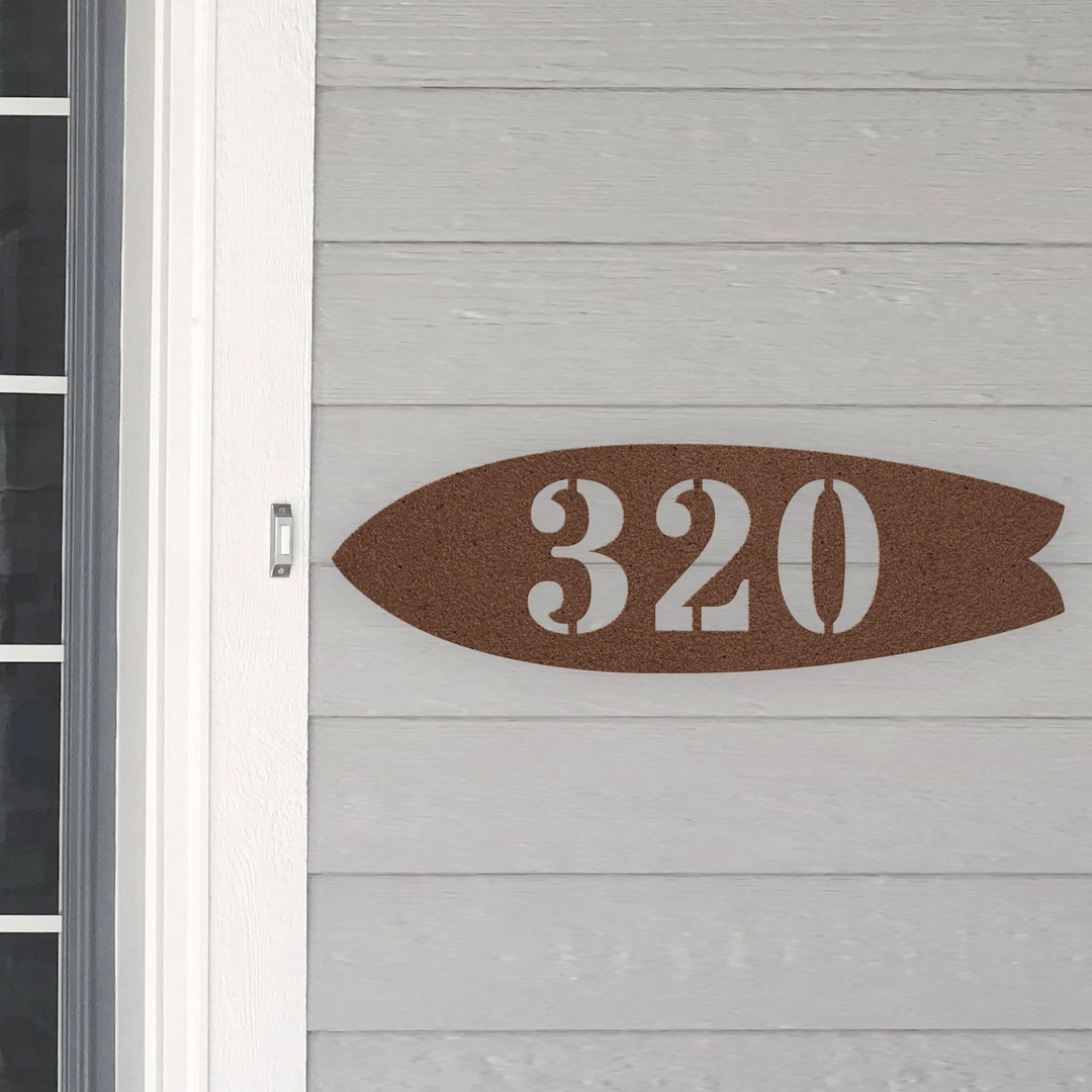 Personalized Surfboard Surfing Address House Number Sign Metal Wall Art ...