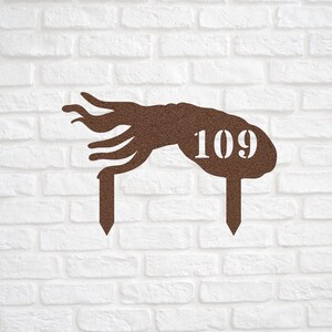 Cuttlefish House Number Sign Yard Address Plaque Garden Lawn Stake ...