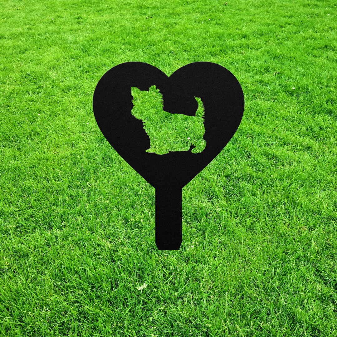 Yorkie Memorial Stake Loss of Yorkshire Terrier Heart Grave Marker ...