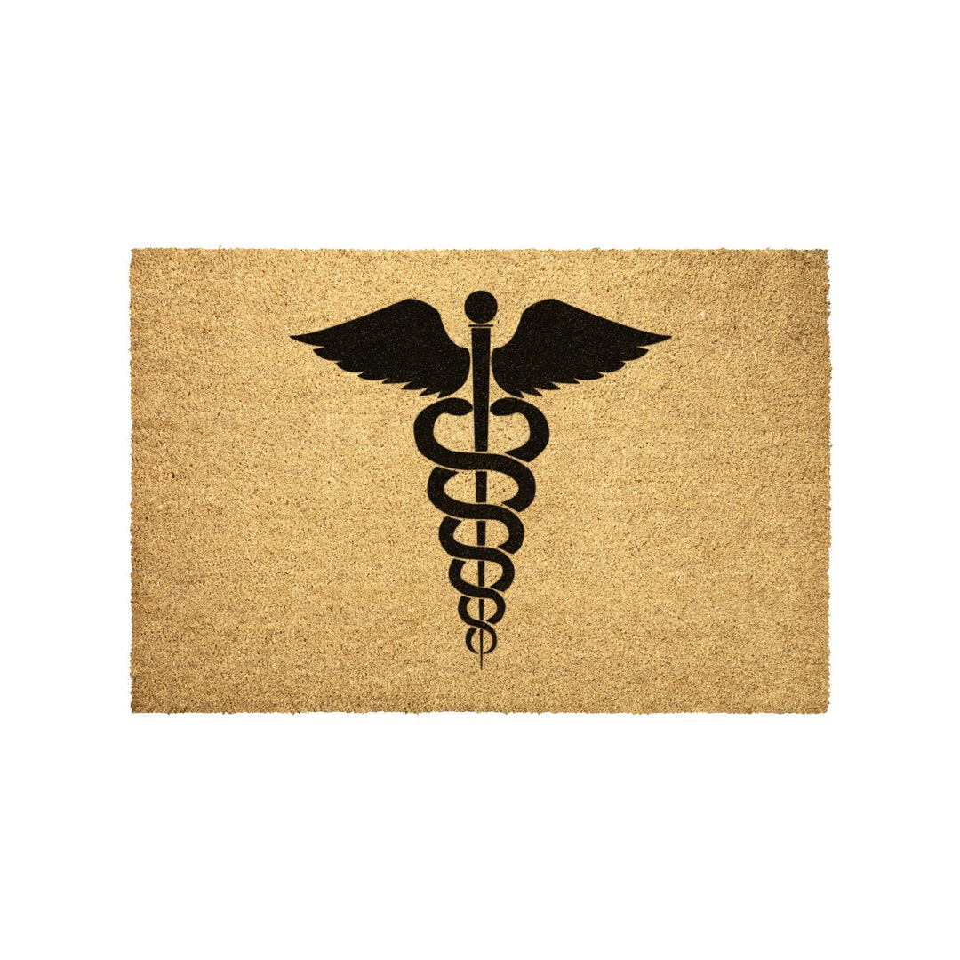 Caduceus Staff Medical Symbol Doormat Nurse Door Mat Outdoor Rug Coir ...