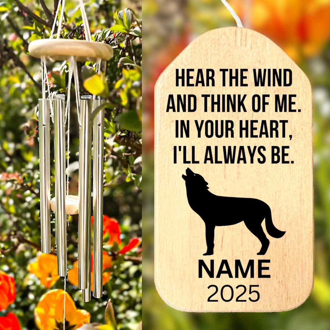 Wolf Wind Chime Wolf Memorial Gift Wolf Loss Gift Sympathy Bereavement ...