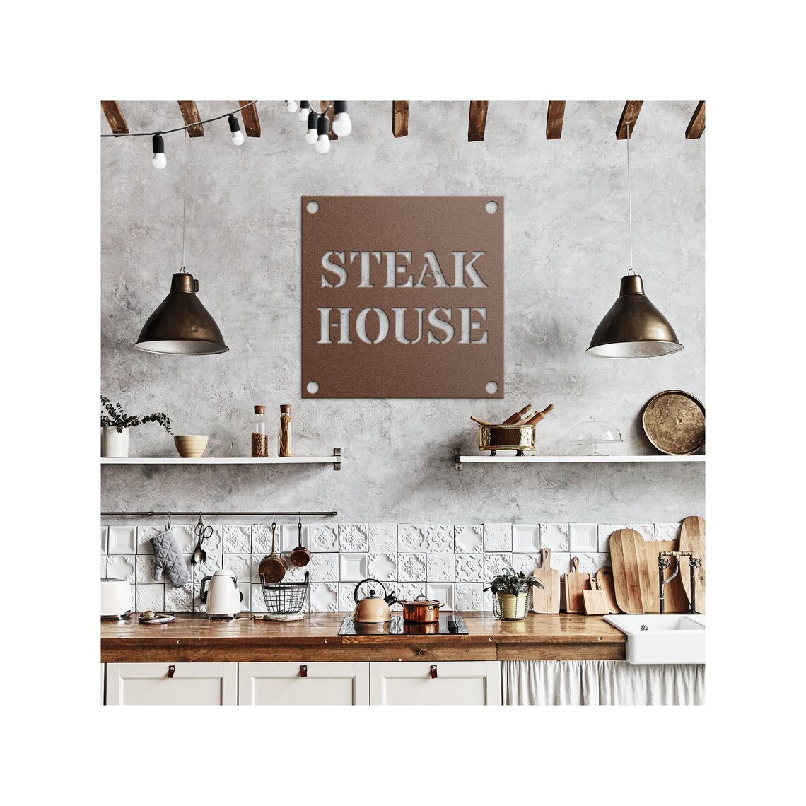 Steak House Metal Sign, Metal or Wall Art Sign, Contemporary Farmhouse ...